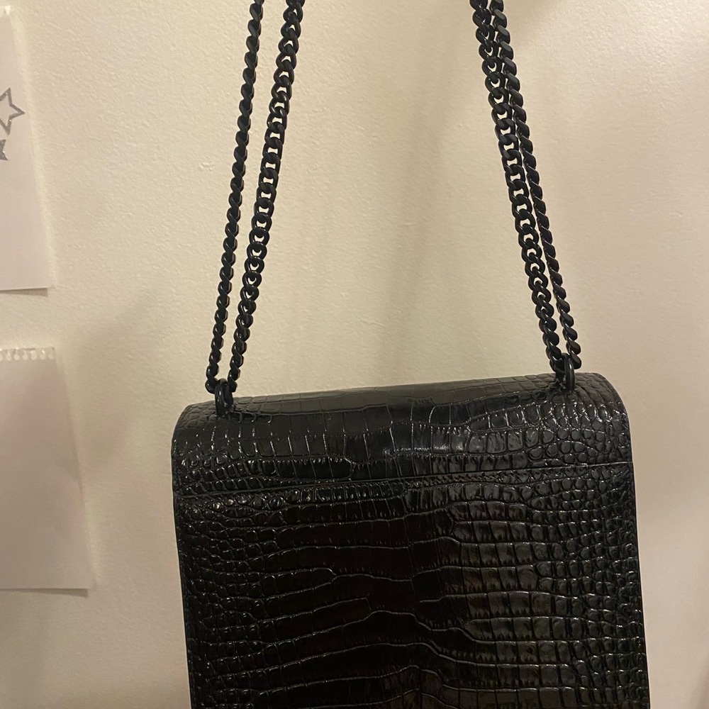 Ysl Sunset Crossbody In Black Crocodile - Gem